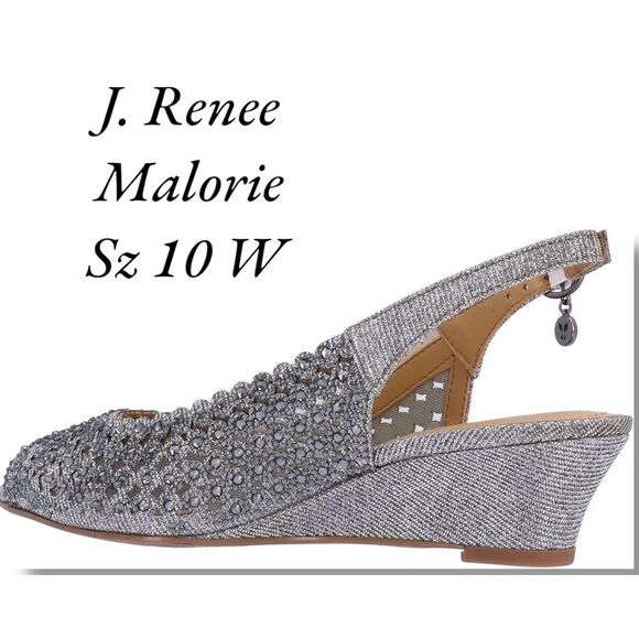 J.Renee | Shoes | J Renee Malorie Pewter Glitter Rhinestone Slingback ...